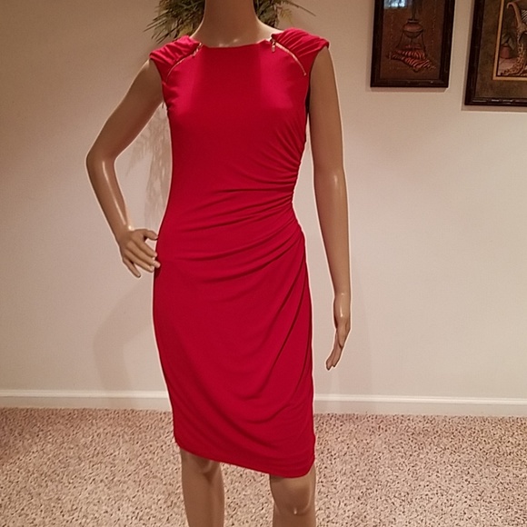 Cache | Dresses | Cache Red Sleeveless Stretch Dress | Poshmark